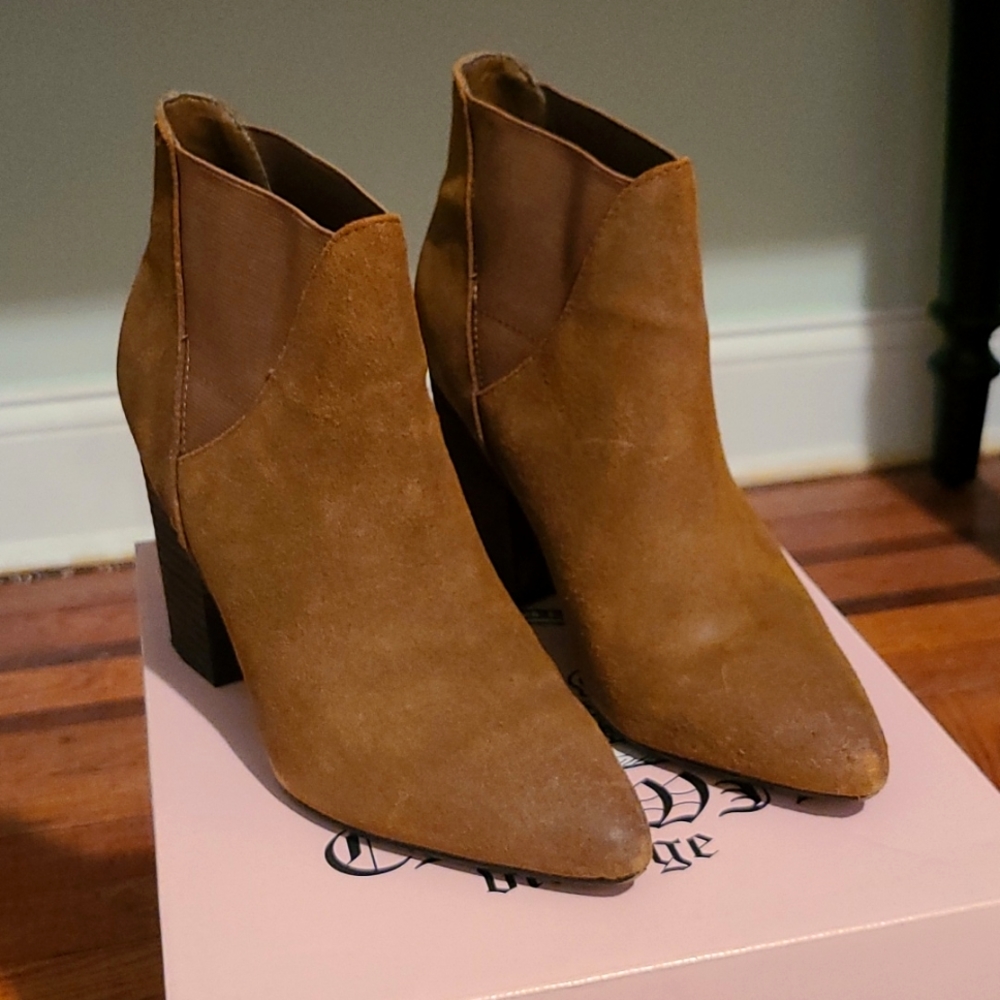 Crown Vintage Dark Natural Suede Ankle Bootie - Gem